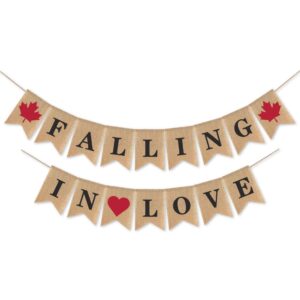 swyoun burlap falling in love banner with maple leaf fall autumn wedding supplies engagement bridal shower garland decoration