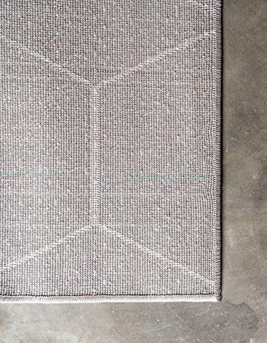 Unique Loom Trellis Frieze Collection Area Rug - Geometric (3' Square, Light Gray/ Ivory)