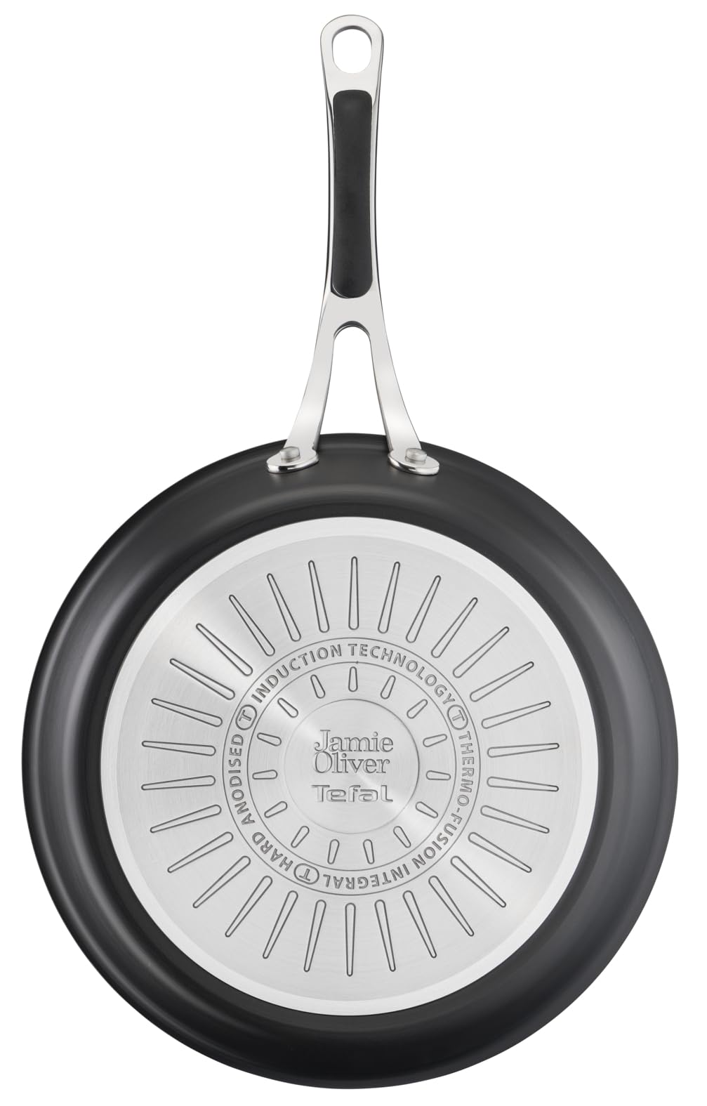 Tefal Jamie Oliver Cook’s Classics Frying Pan, 30cm, Non-Stick, Oven-Safe, Induction, Riveted Handle, Hard Anodised Aluminium, H9120744, Black