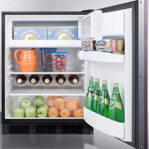 Summit Appliance CT663BKBIIFADA 24" Wide Built-In Refrigerator-Freezer, ADA Compliant (Panel Not Included); 5.1 cu.ft; Cycle Defrost with Deluxe Interior; Adjustable Glass Shelves