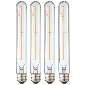 leools t10 led long bulbs,4w dimmable tubular bulb,40 watt equivalent,e26 edison style vintage led filament light bulb,2700k warm white,8.9in(225mm),4-pack.