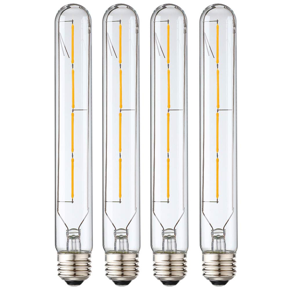 Leools T10 Led Long Bulbs,4W Dimmable Tubular Bulb,40 Watt Equivalent,E26 Edison Style Vintage LED Filament Light Bulb,2700K Warm White,8.9in(225mm),4-Pack.