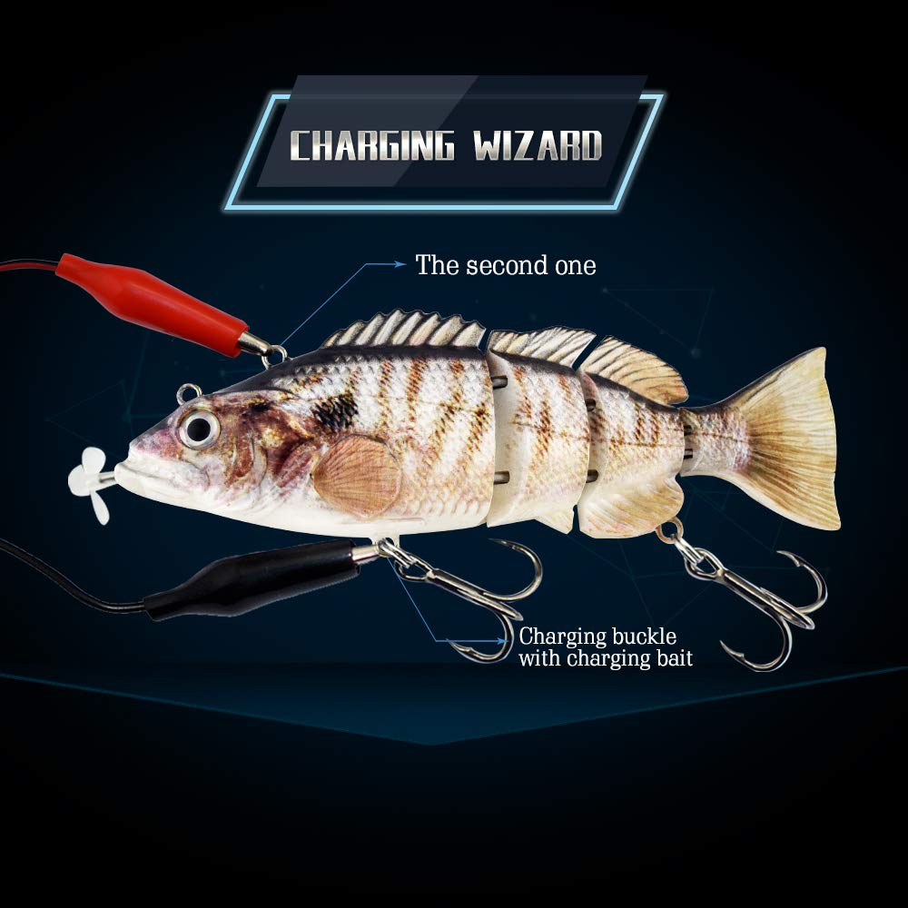 Robotic Swimming Lure,ODS Electric Fishing Lure 4 Segment Jointed Swimbait USB Rechargeable Robotic Lure for Bass Trout Pike