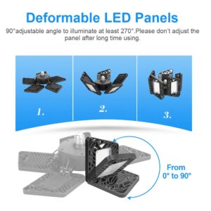 160W LED Garage Light, Super Brightness(16000LM) Garage Light with 5 Deformable LED Panels, 6000K Daylight Led Garage Ceiling Lights, Easy-Installation LED Lights for Garage,Workshop,Warehouse(2 Pack)