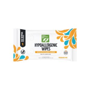 only natural pet hypoallergenic wipes - ideal for sensitive skin, formulated with witch hazel flower, pet wipes, dog grooming wipes, dog wipes cleaning deodorizing - contains 96 wipes