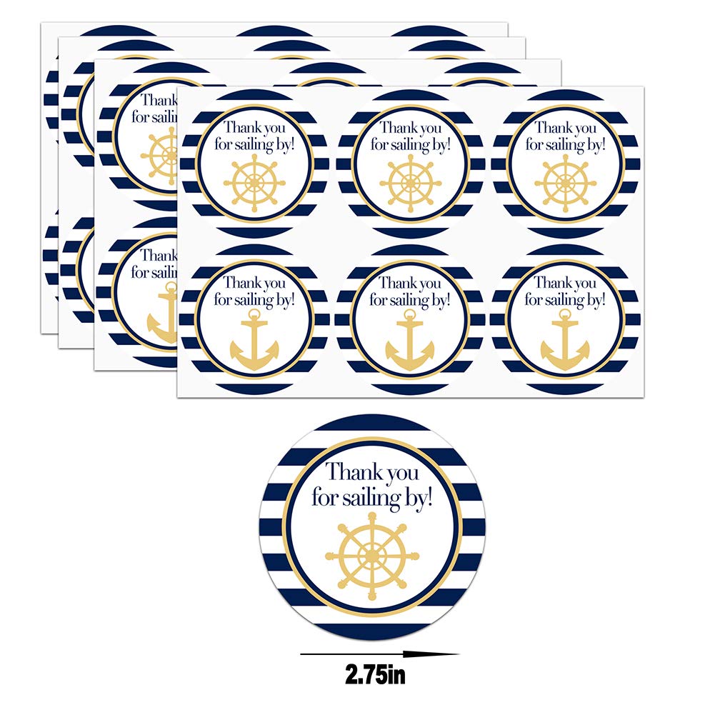 SamPartyShop Nautical Goodie Bags - 24 Pcs Nautical Party Favors Candy Bags with Stickers, Nautical Goody Gift Treat Bags Nautical Themed Birthday Party Supplies