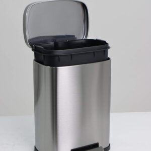 Eviva Totti 1.3 Gallon Stainless Steel Matte Finish Rectangular Trash Can with Soft Closing Lid