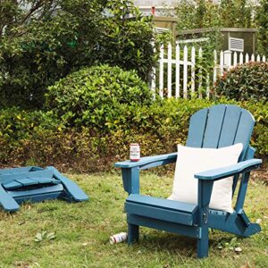 SERWALL Folding Adirondack Chairs Weather Resistant for Outdoor, Patio, Lawn, Garden, Backyard Deck, Fire Pit - Blue