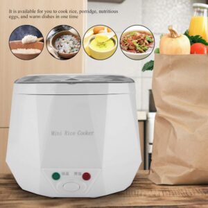 1.3 L Electric Portable Multifunctional Rice Cooker Non-stick Pot Keep Warm Food Steamer for Cars Home Student Dormitory for 1-2 People 12V 100W (White)