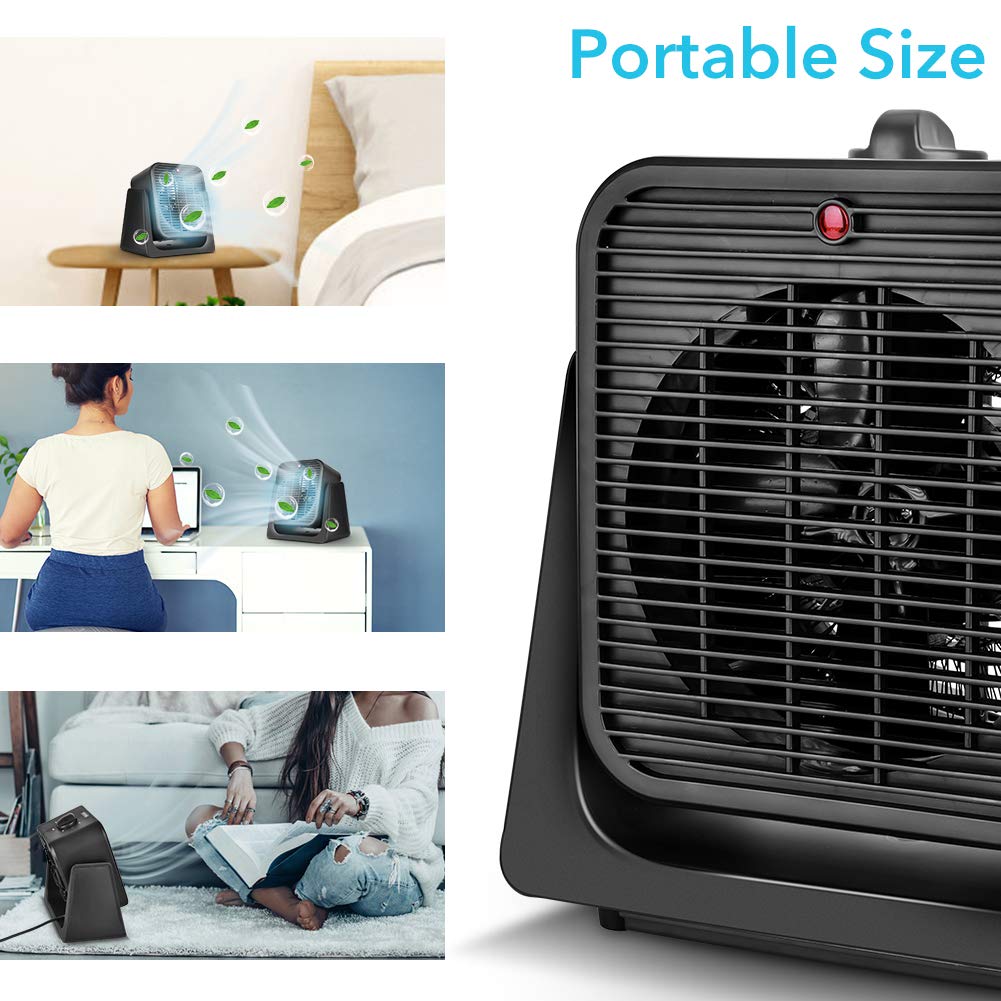 Portable Air Circulator Fan for Office - Personal Compact Quiet Table Desktop Heater Fan Combo w/Circulating & Heating Modes 45° Adjustable Angles, for Small Home Bedroom Indoor use