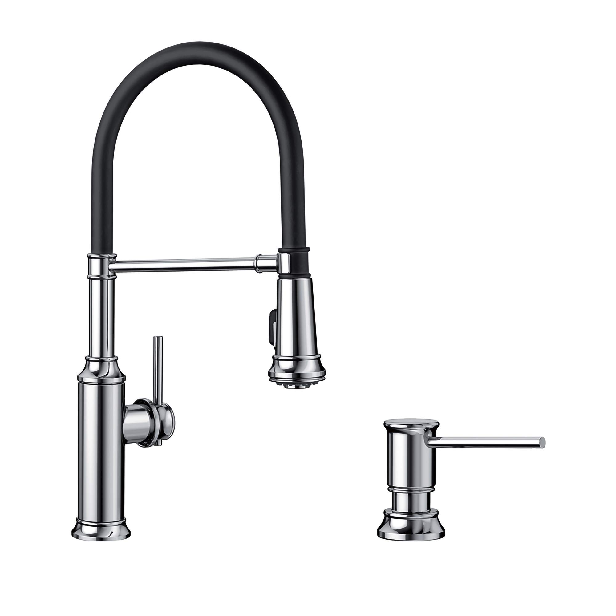 BLANCO KF-442508 Empressa Semi-Pro Kitchen Faucet with Soap Dispenser, Polished Chrome