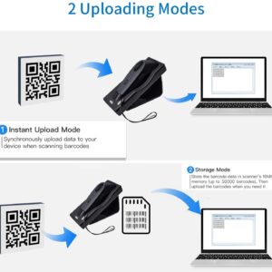 Bluetooth Wireless Handheld Barcode Scanner with Base 2.4G Wireless+USB Wired 1D 2D Barcode Scanner QR PDF417 Data Matrix UPC Rechargeable Bar Code Scanner for Laptops/PC/Android/Apple iOS