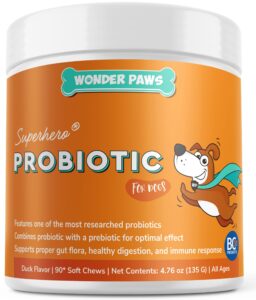 wonder paws probiotics for dogs – daily probiotic supports gut health, digestion, gas, bloating, constipation, stomach relief & immune support - with natural probiotic & prebiotic – 90 probiotic chews