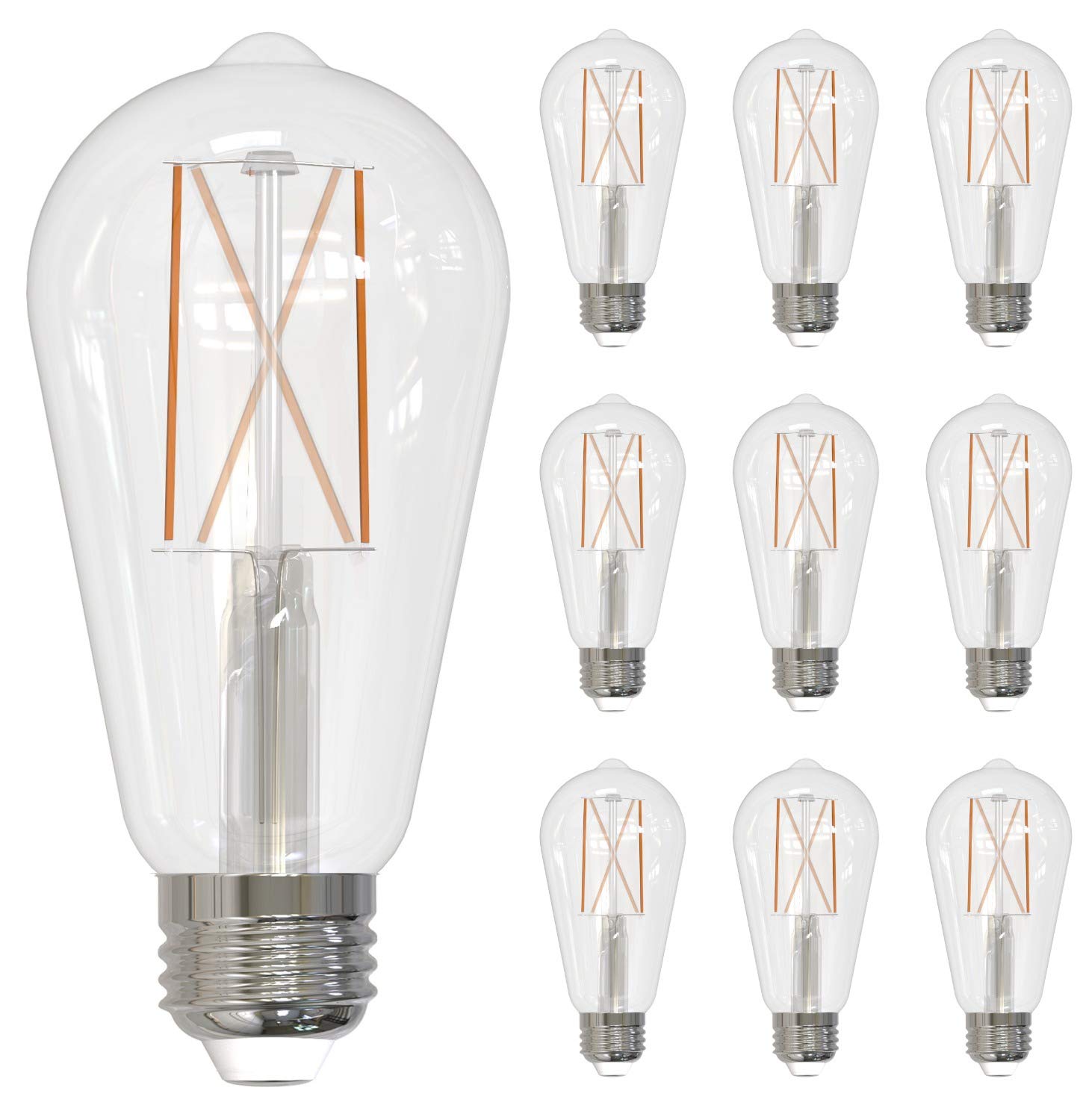 Bulbrite Item 776767, Filament LED Light Bulb, 8.5 Watt, ST18, 2700k, Fully Compatible Dimming, Long Life LEDs for Lasting Vintage Appeal, (Pack of 10)