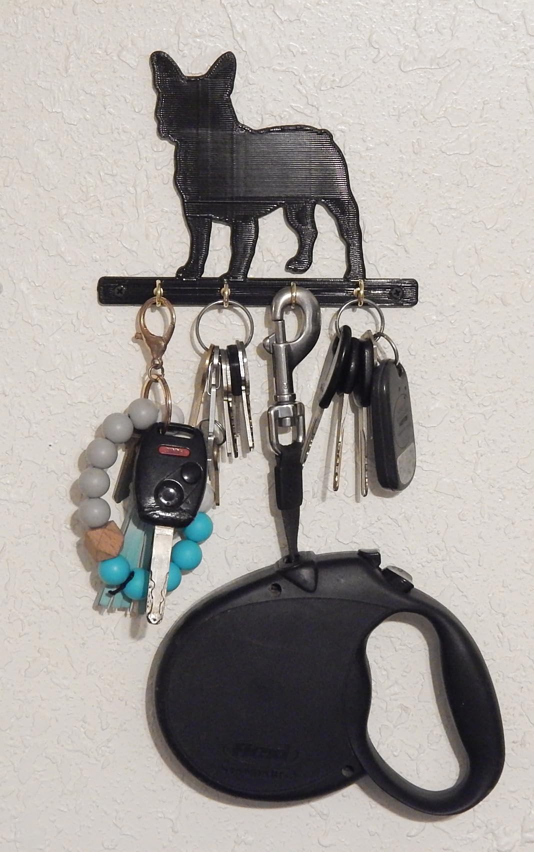 Medallurgy French Bulldog Dog Leash or Key Rack Holder Hanger Hooks Organizer