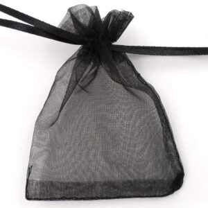 atcg 25pcs 12x16 inches large drawstring organza bags decoration festival wedding party favor pouches (black)