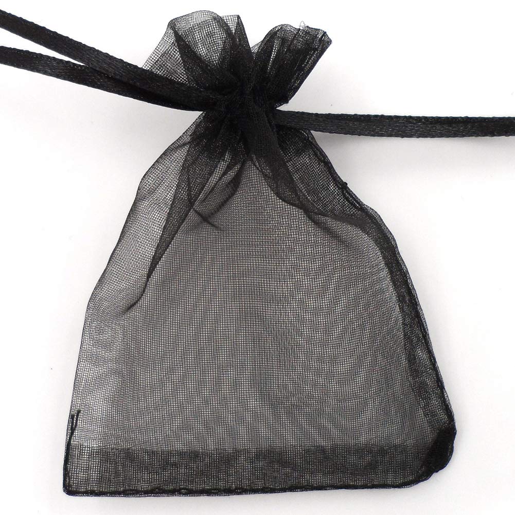 ATCG 25pcs 12x16 Inches Large Drawstring Organza Bags Decoration Festival Wedding Party Favor Pouches (Black)