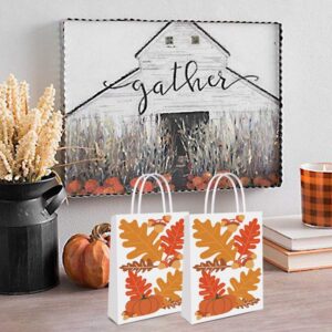 BCHOCKS 16 Pieces Fall Gift Bags - Maple leaf/Pumpkin/Chestnut Design Elements Gift Bags with Handles, Great for Fall Themed Wedding, Birthday Party Favors, Bridal Shower