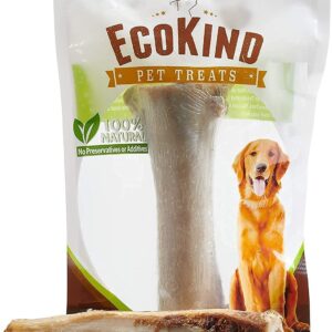 Eco Kind All-Natural Stuffed Shin Bone for Dogs | Large Filled Dog Bones for All Breeds | Digestible & Nutritional Meaty Pet Treats for Aggressive Chewers | Stuffed Shin Bone (1 Bone, 6 Inch)