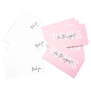 RXBC2011 100 Little Thank You for the support Cards Handwritten Lettering Design Bulk Thank you Notes for All Occasion 3.5 x 2 Inch pink