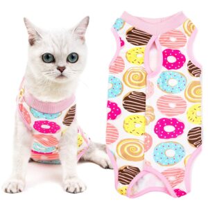 smalllee_lucky_store cat professional recovery suit for abdominal wounds or skin diseases,e-collar alternative,surgical after surgery wear anti licking for small medium kitten puppies,donuts xl