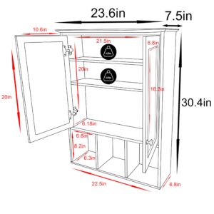 VEIKOUS 23.6 x30.4inch Medicine Cabinets for Bathroom, Oversized Bathroom Cabinet Wall Mounted w/Dual Mirror Doors & Adjustable Shelves, Espresso