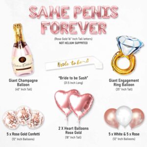 PartyForever Bachelorette Party Balloons Set with Rose Gold 16" Letters and Ring Balloon - Bachelorette Party Decorations Kit - Hen Party Supplies Bridal Shower Decorations