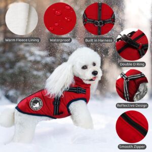 Gyuzh Dog Coat with Harness Winter Dog Coat Fleece Dog Jacket Waterproof Dog Coat Zipper Dog Jacket Puppy Coat Small Dog Clothes Dog Coat with Reflective Harness for Smal Medium Large Dogs