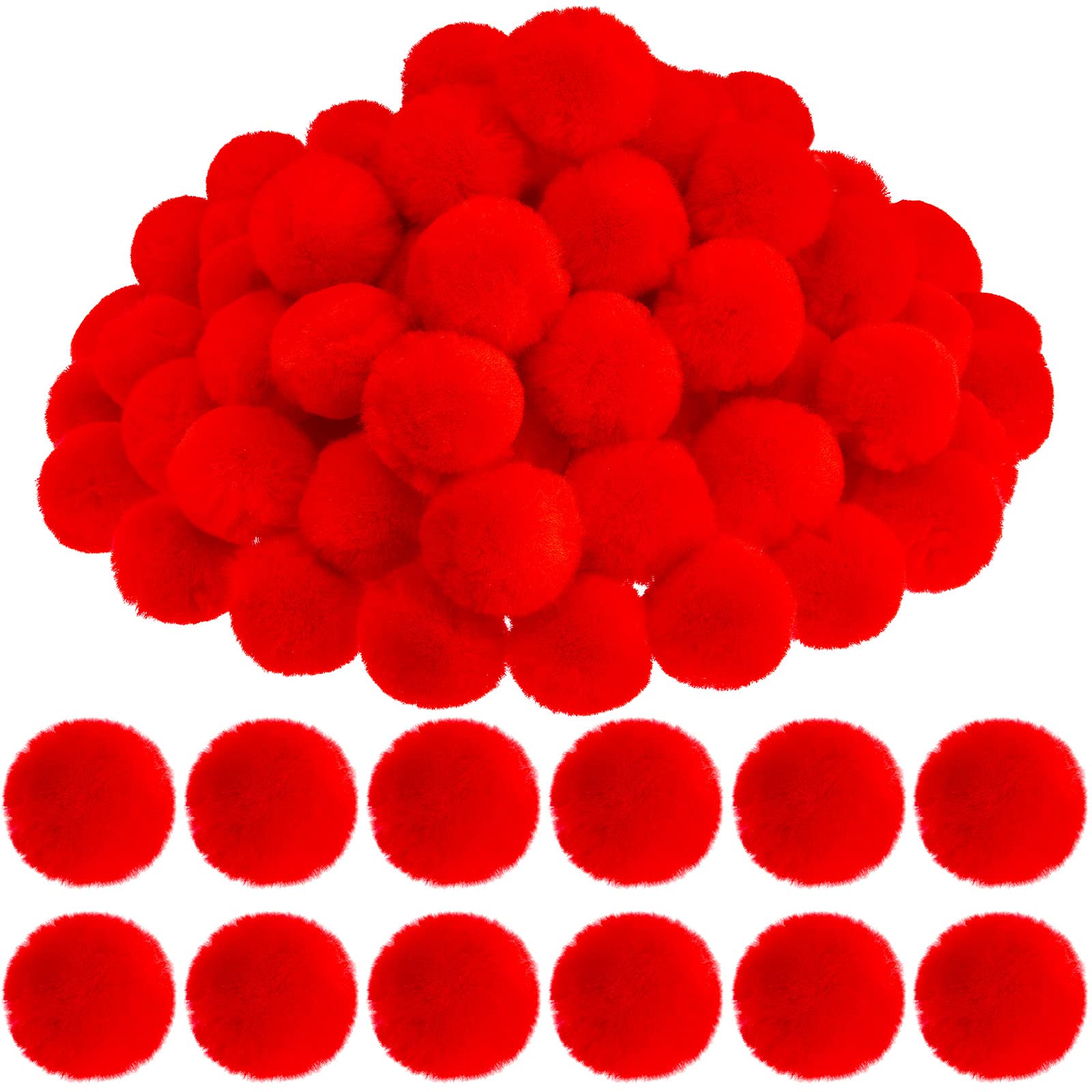 40 Pieces Christmas Red Pom Poms Crafts Acrylic Pom Poms Balls Costume Pompoms Decorations for DIY Hobby Supplies Christmas Holiday Costume Accessories Party Decorations, 1.5 Inch, Over 6 Years Old