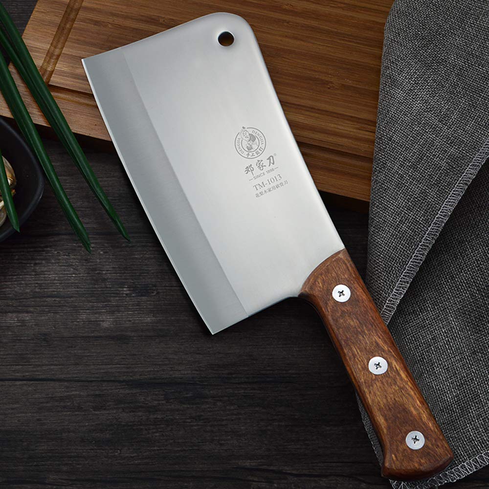 DENGJIA Heavy-Duty Cleaver 7.5 Inch Chinese Bone Chopper Knife With Full Tang Wooden Handle Butcher Knife for Bones