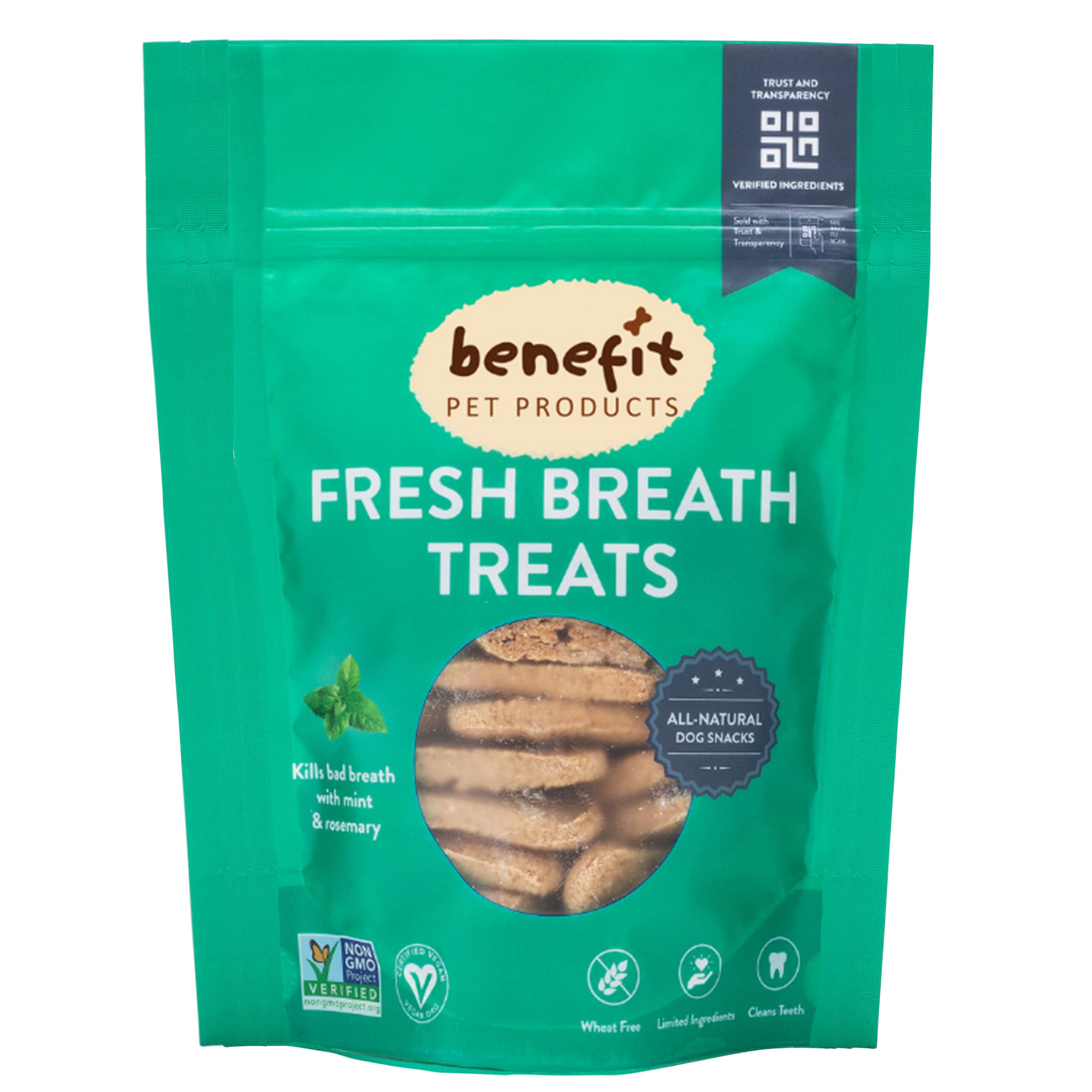 Benefit Biscuits, All Natural Dog Treats, Certified Vegan, Non GMO, Wheat Free, Healthy Dog Biscuits, Made in USA (Mint, Large Bag 1lb)