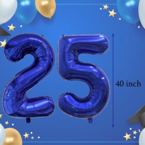 2025 Blue Balloons 40 inch Foil Number Balloons Graduation Party Balloons Decorations New Year Eve 2025 Festival Party Decorations Supplies