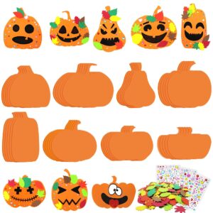 40pcs halloween foam pumpkin craft kit decorations with foam fall maple leaves rhinestone stickers for halloween thanksgiving kids art crafts decorations