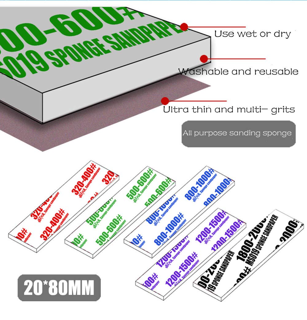 Hobby Model Craft Tools All Purpose Sanding Sponge 50pcs Type(320-400# 500-600#800-1000#1200-1500#1800-2000 grit)