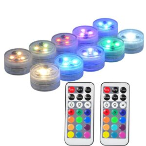 submersible led lights battery operated led color changing tea light candle light with remote for party event pool pond fountains wedding christmas halloween pumpkin lighting vases decor(10pcs)