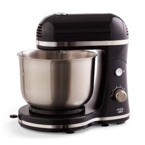 dash delish by dash compact stand mixer, 3.5 quart with beaters & dough hooks included - black