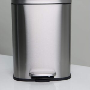 Eviva Totti 1.3 Gallon Stainless Steel Matte Finish Rectangular Trash Can with Soft Closing Lid