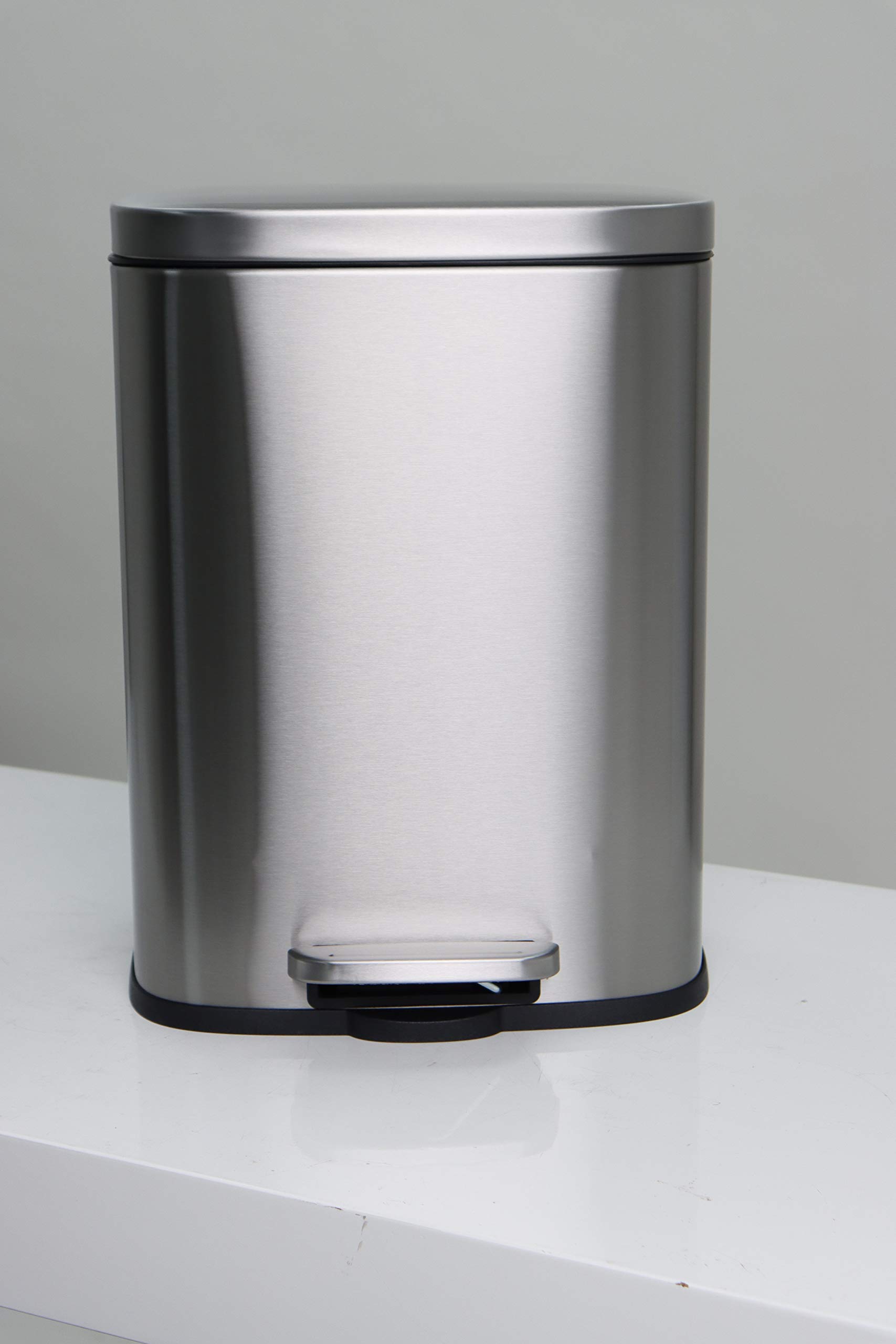 Eviva Totti 1.3 Gallon Stainless Steel Matte Finish Rectangular Trash Can with Soft Closing Lid