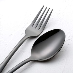 Black Salad Forks Set for 8, Stainless Steel 6.8-Inch Dessert Fork 8-Piece, Mirror Polished, Dishwasher Safe