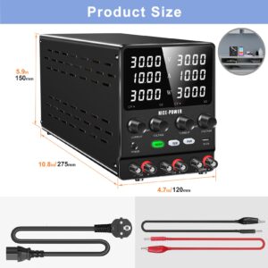 NICE-POWER Dual DC Power Supply Variable: 30V 10A Adjustable Switching Regulated Series (60V 10A) Parallel (30V 20A) High Precision 5V/2A USB Port Bench Lab Power Supplies