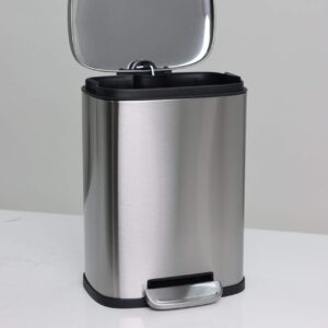 Eviva Totti 1.3 Gallon Stainless Steel Matte Finish Rectangular Trash Can with Soft Closing Lid