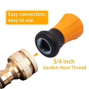 Sydien 3/4" Fire Hose Nozzle, Heavy Duty Fireman Hose Nozzle, Adjustable High Pressure Sprayer Nozzle for Car Washing Patio Cleaning Watering Lawn and Garden, Universal Fit Garden Hose Nozzle Orange