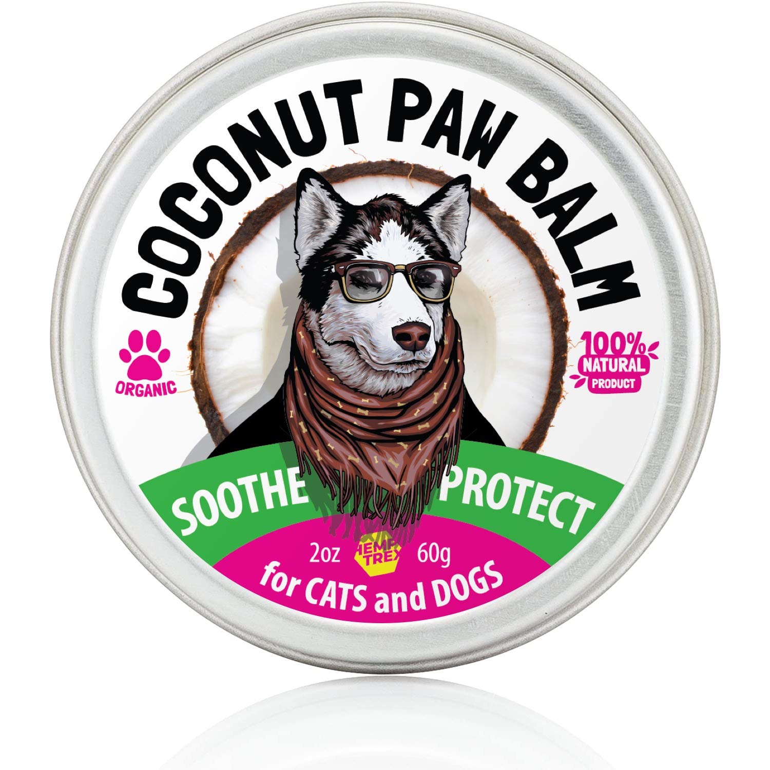 Dog Paw Balm Soother & Moisturizer 2 oz with Natural Shea Butter Coconut Oil Beeswax Heals and Repairs Cracked Dog Paws Snout & Elbows Snow & Dry Weather Protection Ointment Safe Invisible Barrier