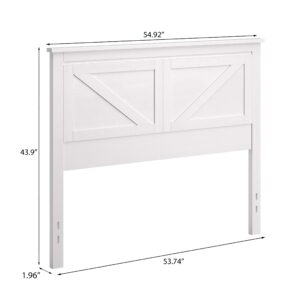 Glenwillow Home Farmhouse Style Wood Panel Headboard in Gloss White - Full Size