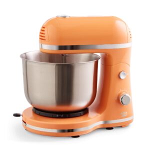 dash delish by dash compact stand mixer, 3.5 quart with beaters & dough hooks included - orange