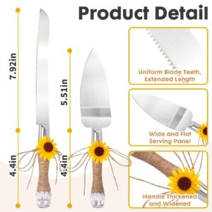 ShellKingdom Cake Knife Server Set, Cake Cutlery Knife and Shovel with Fashion Craft Baroque, Stainless Steel Silverware for Personalized Weddings, Birthday, Party, Christmas (Sunflower)