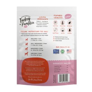 Pet Jerky Factory Turkey & Pumpkin 12 oz. Dog Jerky Treats | 100% Human Grade | USA Made | High Protein | Grain Free | Limited Ingredients | No Filler | BHA-BHT Free | Soft-Tender