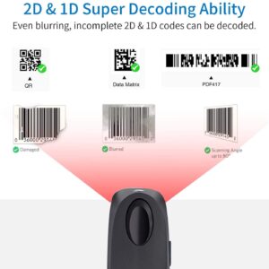 Bluetooth Wireless Handheld Barcode Scanner with Base 2.4G Wireless+USB Wired 1D 2D Barcode Scanner QR PDF417 Data Matrix UPC Rechargeable Bar Code Scanner for Laptops/PC/Android/Apple iOS