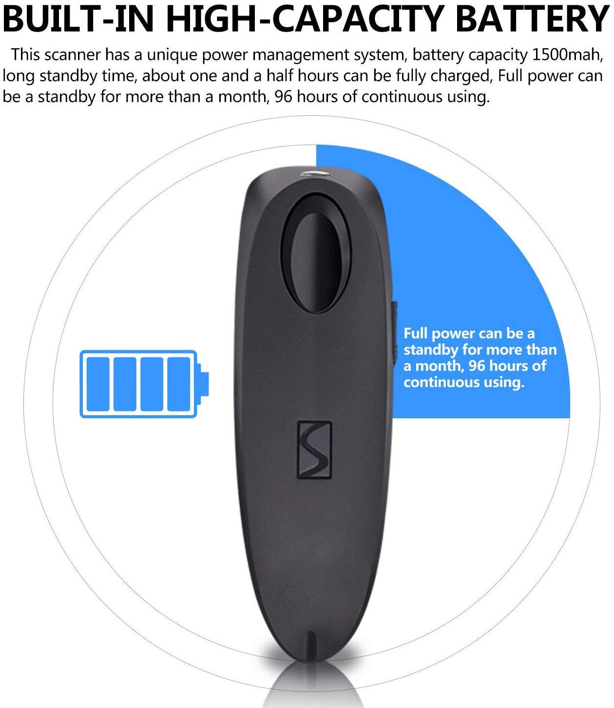 Bluetooth Wireless Handheld Barcode Scanner with Base 2.4G Wireless+USB Wired 1D 2D Barcode Scanner QR PDF417 Data Matrix UPC Rechargeable Bar Code Scanner for Laptops/PC/Android/Apple iOS