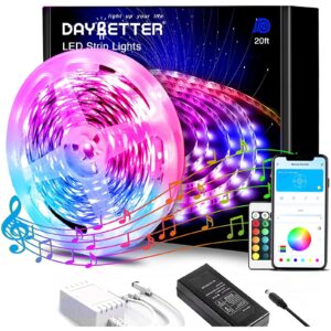 daybetter led lights for bedroom, 20ft led strip light, 5050 rgb color changing lights for room party decor